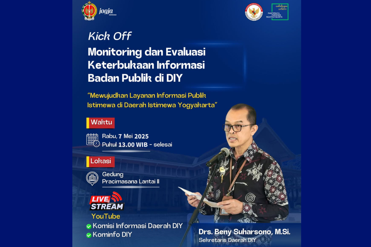 Monev Keterbukaan Informasi Publik DIY 2025, 80 Badan Publik Tidak Informatif